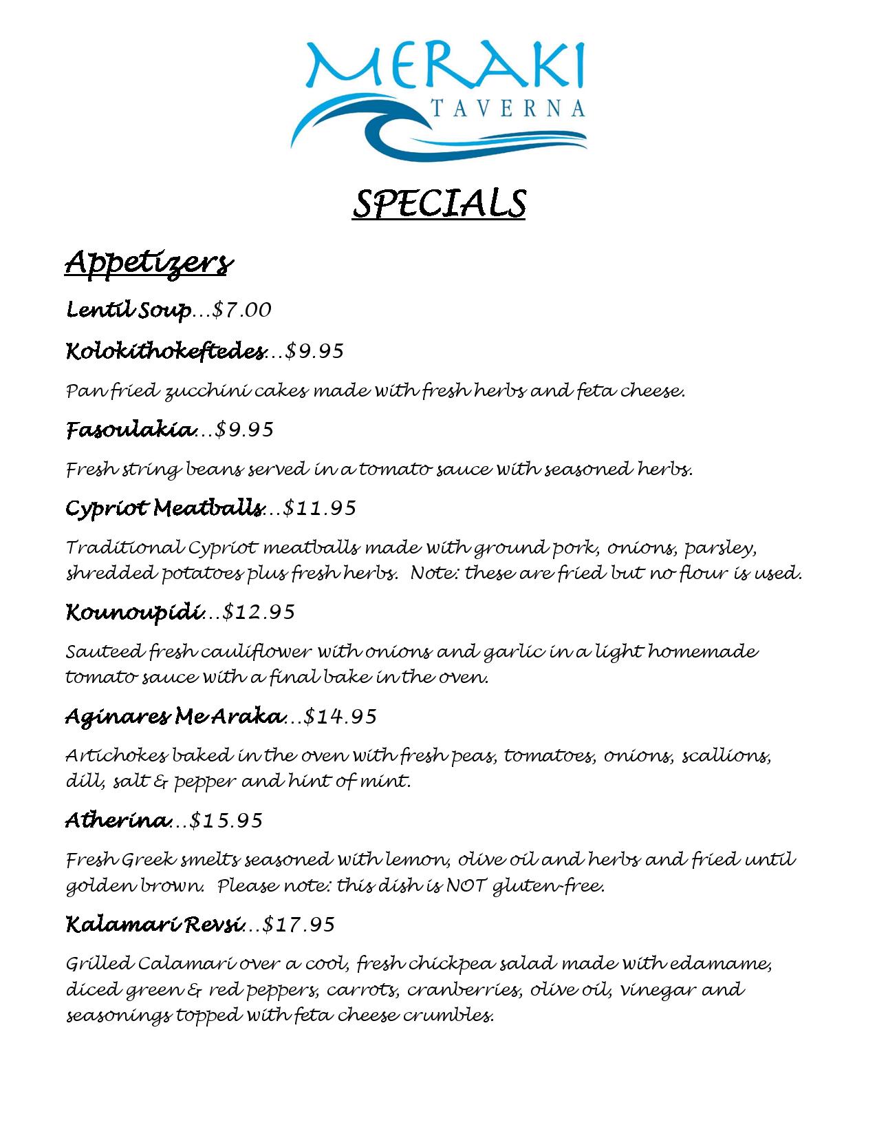 Menus | Meraki Taverna - Greek Restaurant Armonk NY